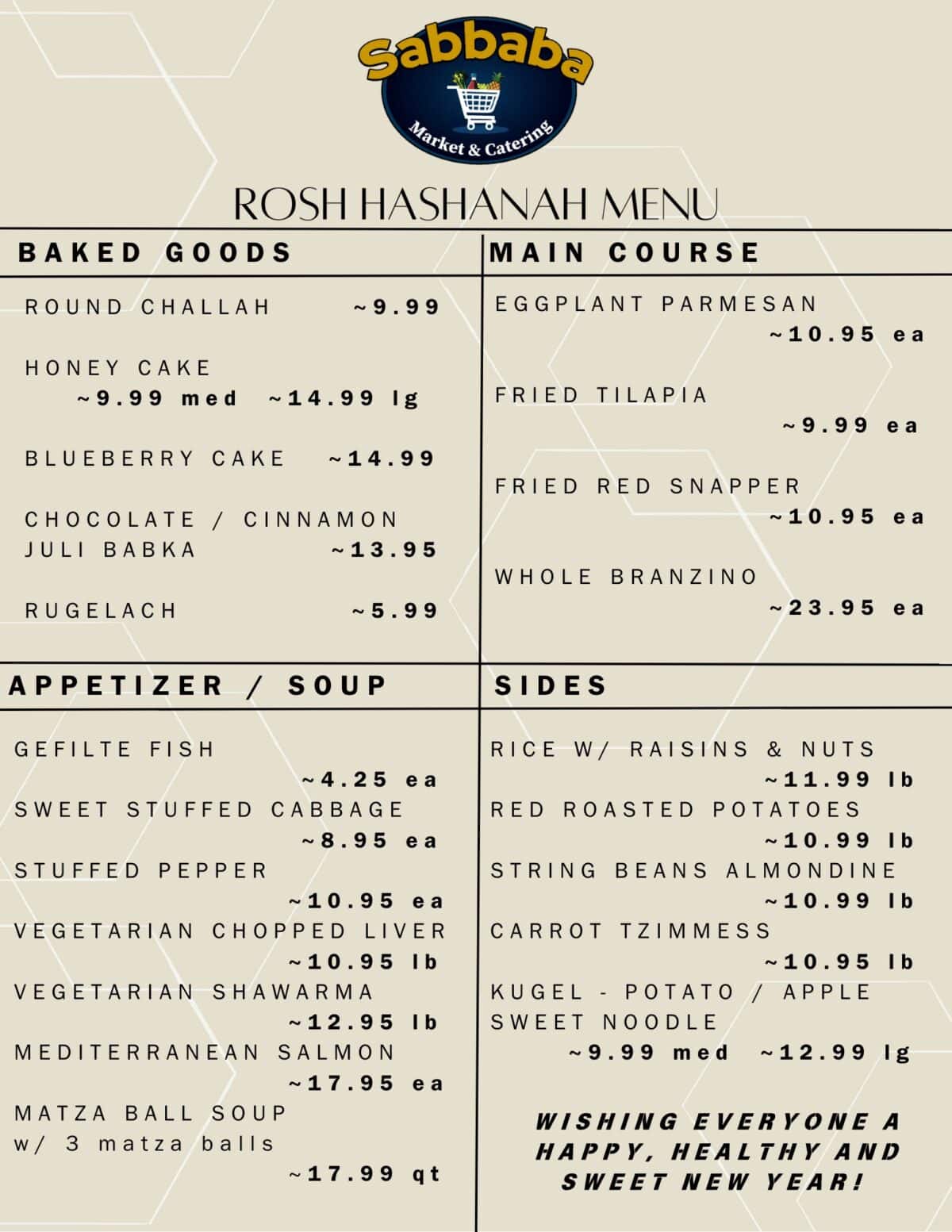 Rosh Hashanah – Sabbaba Market & Catering