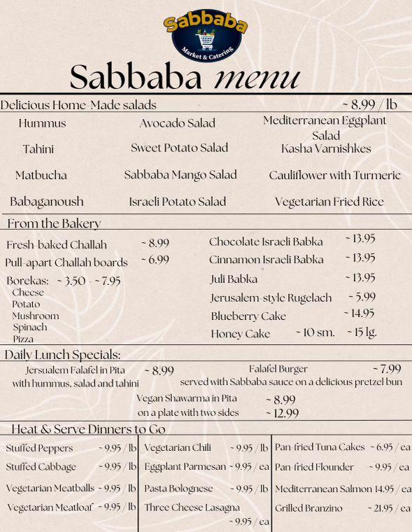 Daily Menu – Sabbaba Market & Catering